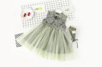 China Children Girl Silk Buttons Sleeveless Knee Length Summer Dress Casual for sale
