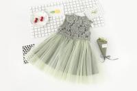 China Children Girl Silk Buttons Sleeveless Knee Length Summer Dress Casual for sale