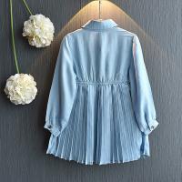 China 110cm Children'S Dress Clothing Toddlers Temperament Navy Blue Pleated Skirt for sale
