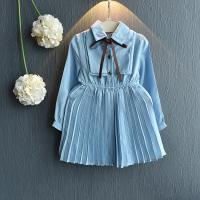 China 110cm Children'S Dress Clothing Toddlers Temperament Navy Blue Pleated Skirt for sale