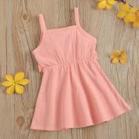 China Sleeveless Casual Children'S Dress Clothing Solid Color Casual Dresses Medium Length for sale