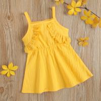 China Sleeveless Casual Children'S Dress Clothing Solid Color Casual Dresses Medium Length for sale