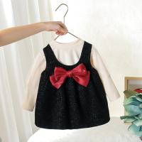 China 110cm 12kg Corduroy Children'S Dress Clothing White Shirt Long Sleeve With Bowknot for sale