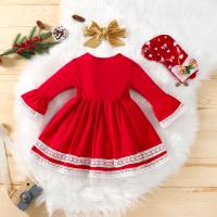 China 100cm 39in Polyester Children'S Dress Clothing With Bow At Waist Flare Sleeve for sale