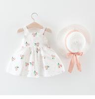 China Summer New Children's Dress Clothing Girl Cute Cherry Sling Fruit Design Dress for sale
