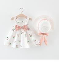 China Summer New Children's Dress Clothing Girl Cute Cherry Sling Fruit Design Dress for sale