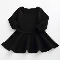 China Spring And Autumn Children'S Dress Clothing Girls' Ruffled Long Sleeve Solid Color Dress for sale