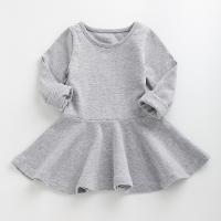 China Spring And Autumn Children'S Dress Clothing Girls' Ruffled Long Sleeve Solid Color Dress for sale
