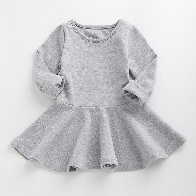 China Spring And Autumn Children'S Dress Clothing Girls' Ruffled Long Sleeve Solid Color Dress for sale