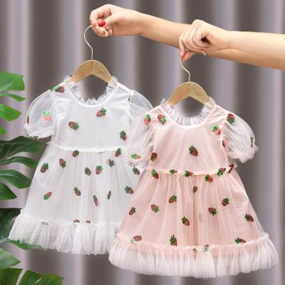 China Wholesale Children's Dress Clothing Strawberry Sequined Mesh Girl Princess Dress for sale