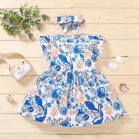China Summer Ocean Printed Pattern Children's Dress Clothing Girls Floral Dress Wholesale for sale
