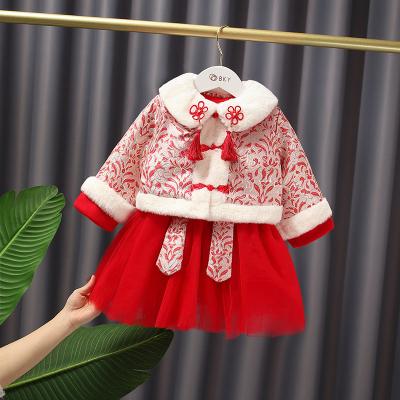 China Child Autumn 0.9M Traditional Chinese Clothing Tang Suit Pretty Pink Princess Dress ODM for sale