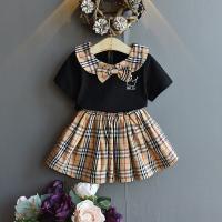 China Polyester Plaid Short Sleeve Shirt Dress 120cm College Uniform Style Clothing for sale