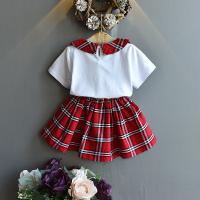 China Polyester Plaid Short Sleeve Shirt Dress 120cm College Uniform Style Clothing for sale