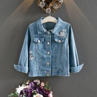 China Polyester 43in Children'S Play Clothing Button Up Top Long Sleeve Embroidered Denim Jacket for sale