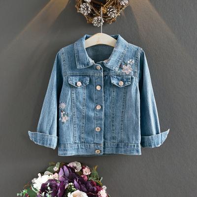 China Polyester 43in Children'S Play Clothing Button Up Top Long Sleeve Embroidered Denim Jacket for sale