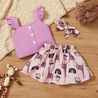 China 90cm 35in Pink Casual Animal Printed Shirt Sling Top Pink Summer Skirt OEM for sale