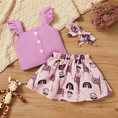 China 90cm 35in Pink Casual Animal Printed Shirt Sling Top Pink Summer Skirt OEM for sale