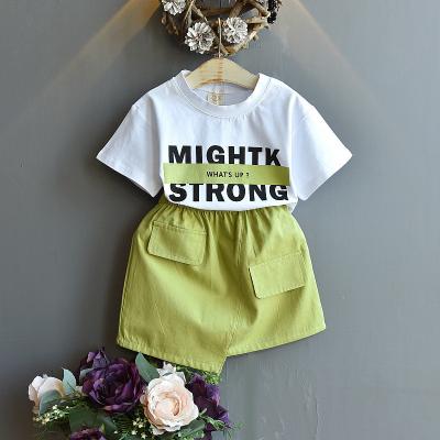 China 120CM Girls Casual Short Skirt And Top Children'S White Short Sleeved T Shirt for sale