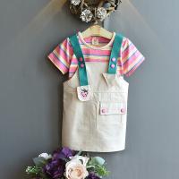 China 110cm Girls Cotton Summer Children'S Clothing 43in Short Sleeved Striped T Shirt for sale