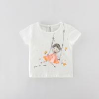 China 1.1M 43.3IN Girl Children'S Sports Shirts White Half Sleeve Top Navy Blue Oem for sale