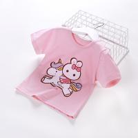 China Girls Pattern 1.2M Children Loose Short Sleeve Shirt Cartoon Printed Tshirt For Girls for sale