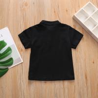 China 110CM Black Short Sleeve Polo Shirt Outfit Crown Embroidered For Toddler Childrens for sale