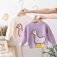 China Unisex 1M Children'S Sports Shirts White Long Sleeve Pullover Cartoon Duck for sale