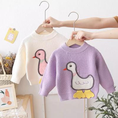 China Unisex 1M Children'S Sports Shirts White Long Sleeve Pullover Cartoon Duck for sale