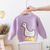 China Unisex 1M Children'S Sports Shirts White Long Sleeve Pullover Cartoon Duck for sale