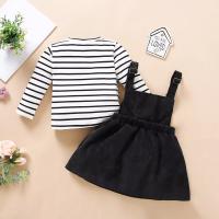 China 110cm Two Piece Summer Children'S Clothing Braces Skirt Casual Striped Long Sleeve Striped Top for sale