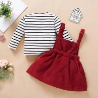 China 110cm Two Piece Summer Children'S Clothing Braces Skirt Casual Striped Long Sleeve Striped Top for sale