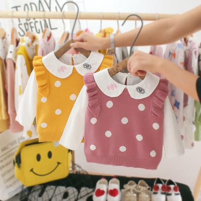 China Spring 39in Girls Casual Full Sleeve Shirts Children'S Sweater Vest With Two Piece Top for sale