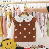 China Spring 39in Girls Casual Full Sleeve Shirts Children'S Sweater Vest With Two Piece Top for sale