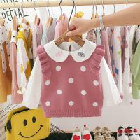 China Spring 39in Girls Casual Full Sleeve Shirts Children'S Sweater Vest With Two Piece Top for sale