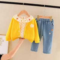 China 105CM 14kg Children'S Outfit Sets Cardigan Floral Yellow Long Sleeve Shirt for sale