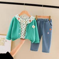China 105CM 14kg Children'S Outfit Sets Cardigan Floral Yellow Long Sleeve Shirt for sale
