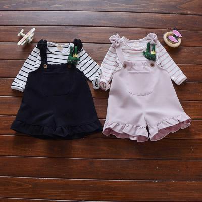 China 43.4in Striped Summer Children'S Clothing White Overalls Casual Strap Shorts for sale