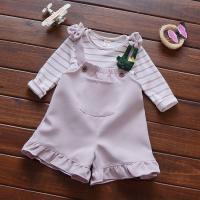 China 43.4in Striped Summer Children'S Clothing White Overalls Casual Strap Shorts for sale