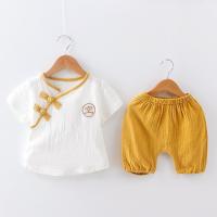 China 100cm New Baby Two Piece Suit Set Chinese Style White Short Sleeve Shirt for sale