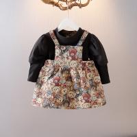 China 100cm Cartoon Bear Toddler Jacquard Strap Summer Dress Baby Long Sleeve Long for sale