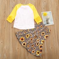 China 90cm 35in Children'S Outfit Sets Polyester Long Sleeve Shirts Leopard Print Suit for sale