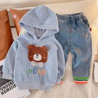 China Spring And Autumn Children's Outfit Sets Cartoon Bear Hooded Two-Piece Suit for sale