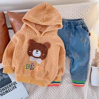 China Spring And Autumn Children's Outfit Sets Cartoon Bear Hooded Two-Piece Suit for sale