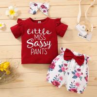 China Summer Sets Letter Printed Shirts Short Sleeve Lolita Pumpkin Pants For Girls for sale
