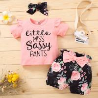 China Summer Sets Letter Printed Shirts Short Sleeve Lolita Pumpkin Pants For Girls for sale