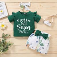 China Summer Sets Letter Printed Shirts Short Sleeve Lolita Pumpkin Pants For Girls for sale