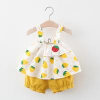 China Summer Cool And Breathable Children's Outfit Sets Girls Pumpkin Pants Design Fruit Design Two Piece Set for sale