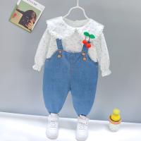 China 47.2in 120CM Blue Children'S Outfit Sets Flower Top Outfits Two Piece Suit for sale