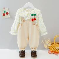 China 47.2in 120CM Blue Children'S Outfit Sets Flower Top Outfits Two Piece Suit for sale